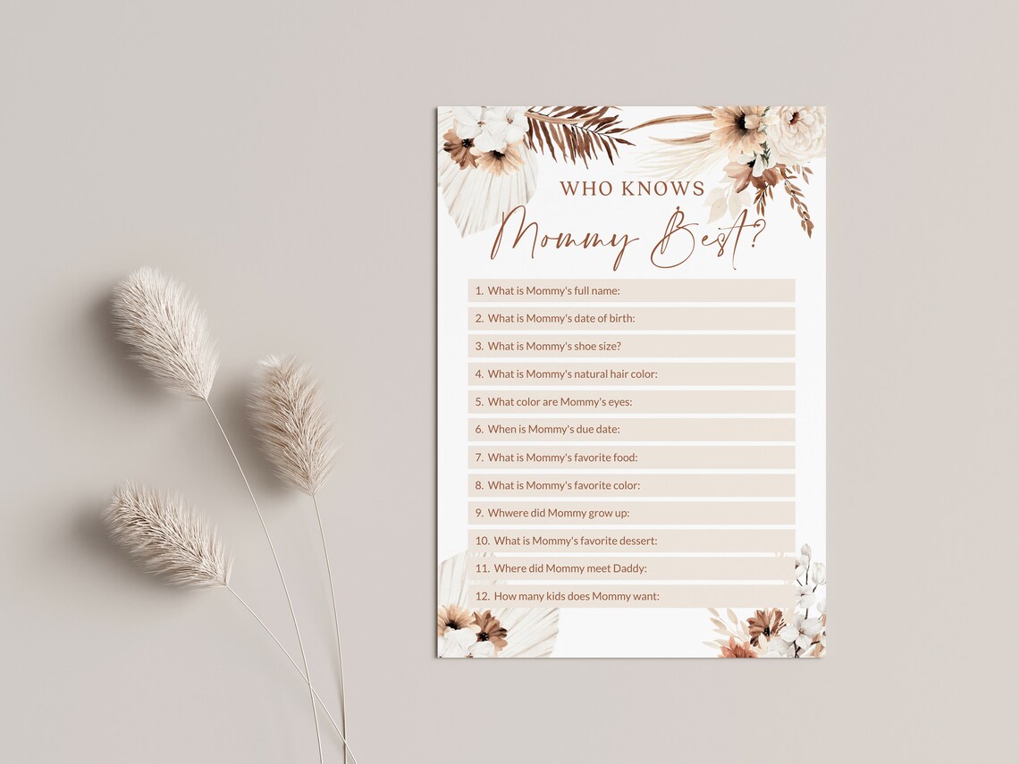 Who Knows Mommy Best Baby Shower Game Template Editable Baby - Etsy