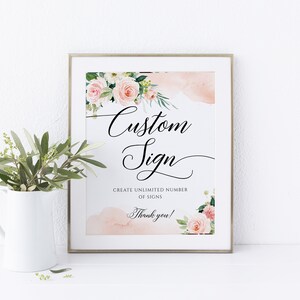 Custom Wedding Sign, Wedding Sign Template, Blush Wedding Signs - Etsy