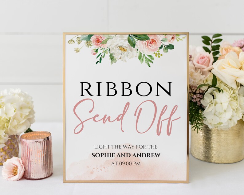 Ribbon Send off Sign Ribbon Send off Template With Greenery - Etsy