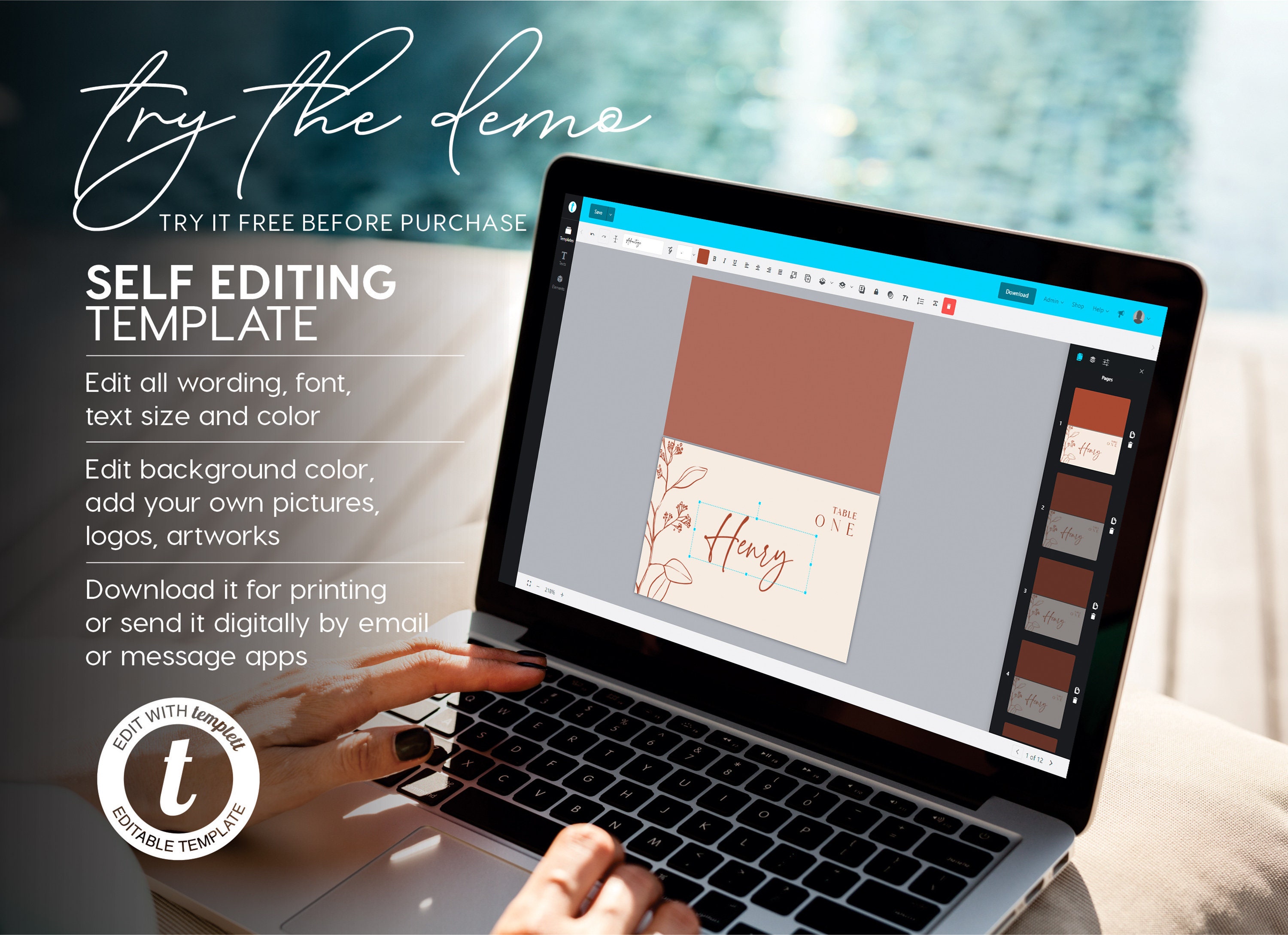 Place Card Template Name Tags Template Floral Place Cards | Etsy