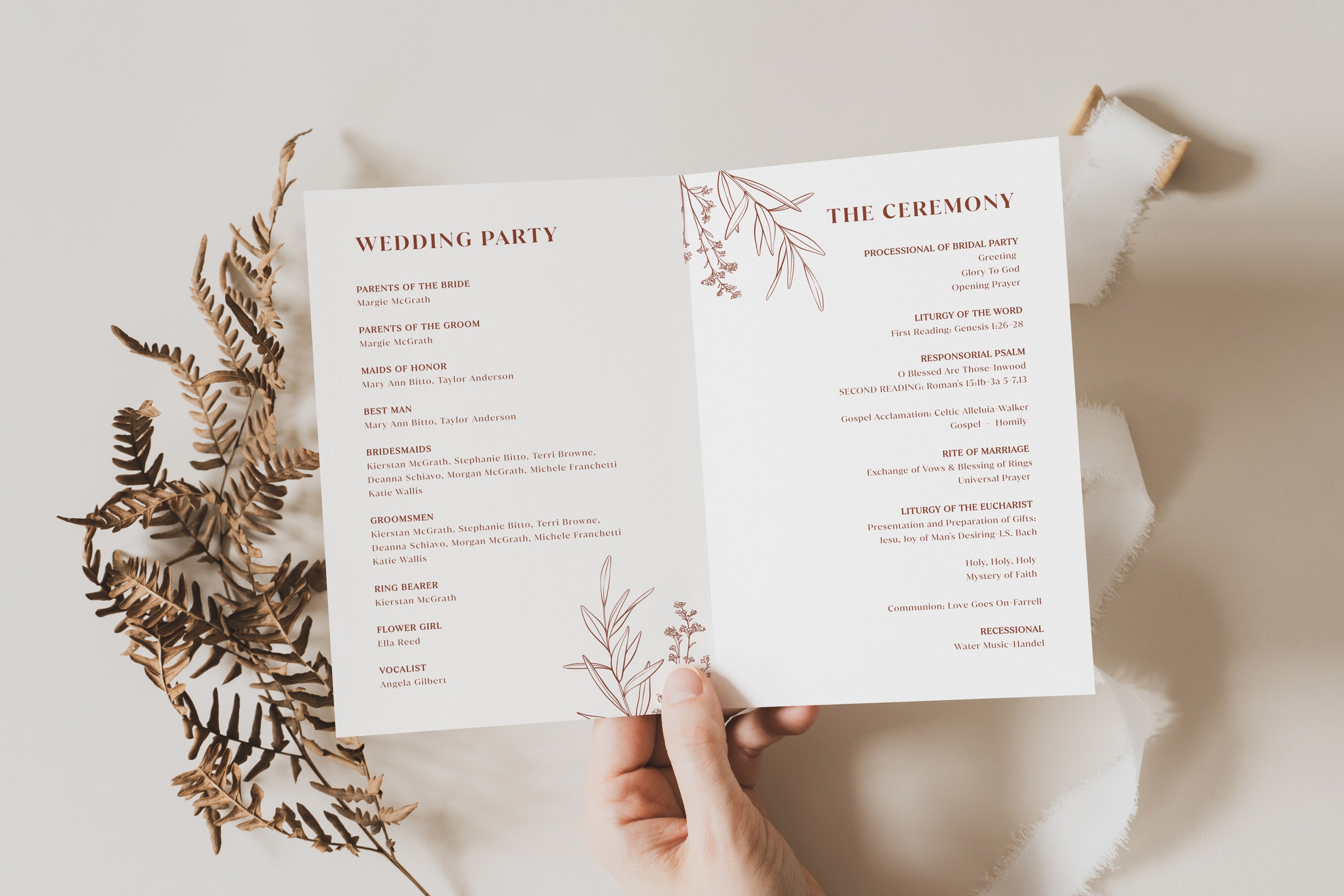 Wedding Program Template Booklet Wedding Program Floral - Etsy
