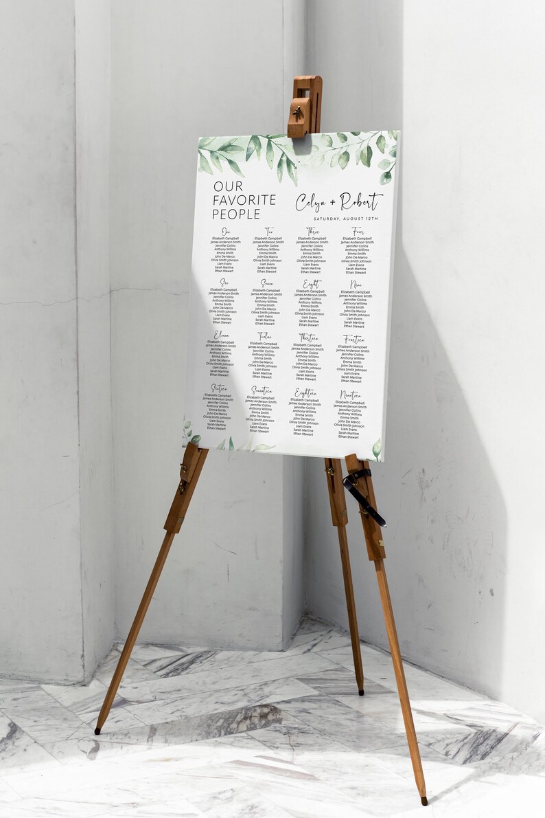 Seating Chart Wedding Seating Chart Greenery Seating Chart - Etsy