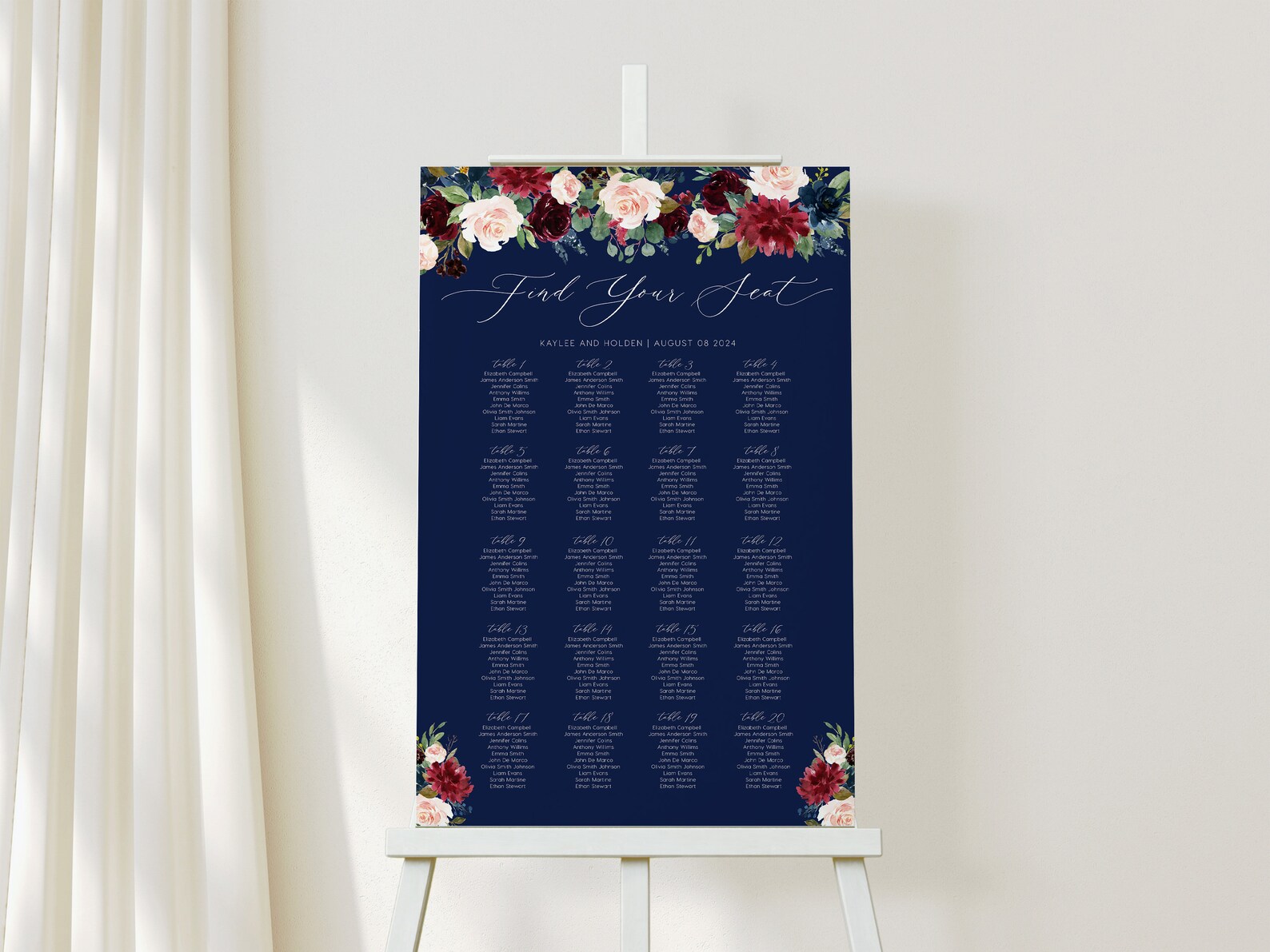 Seating Chart Wedding Navy Seating Chart Sign Navy Wedding - Etsy