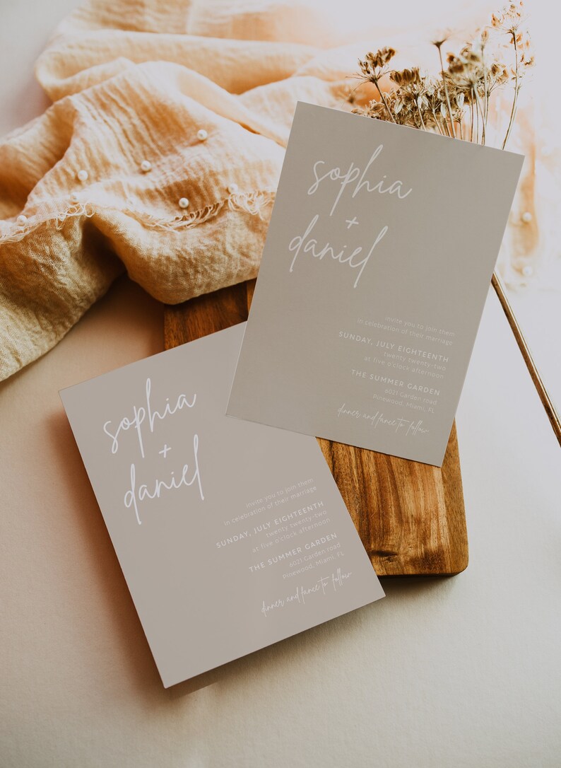 Beige Invitation Suite Cream Wedding Invitation Set Templett - Etsy