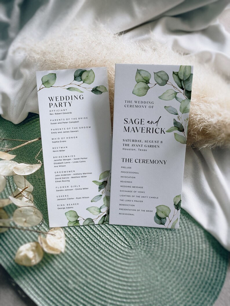 Wedding Program Template Floral Greenery Wedding Program - Etsy