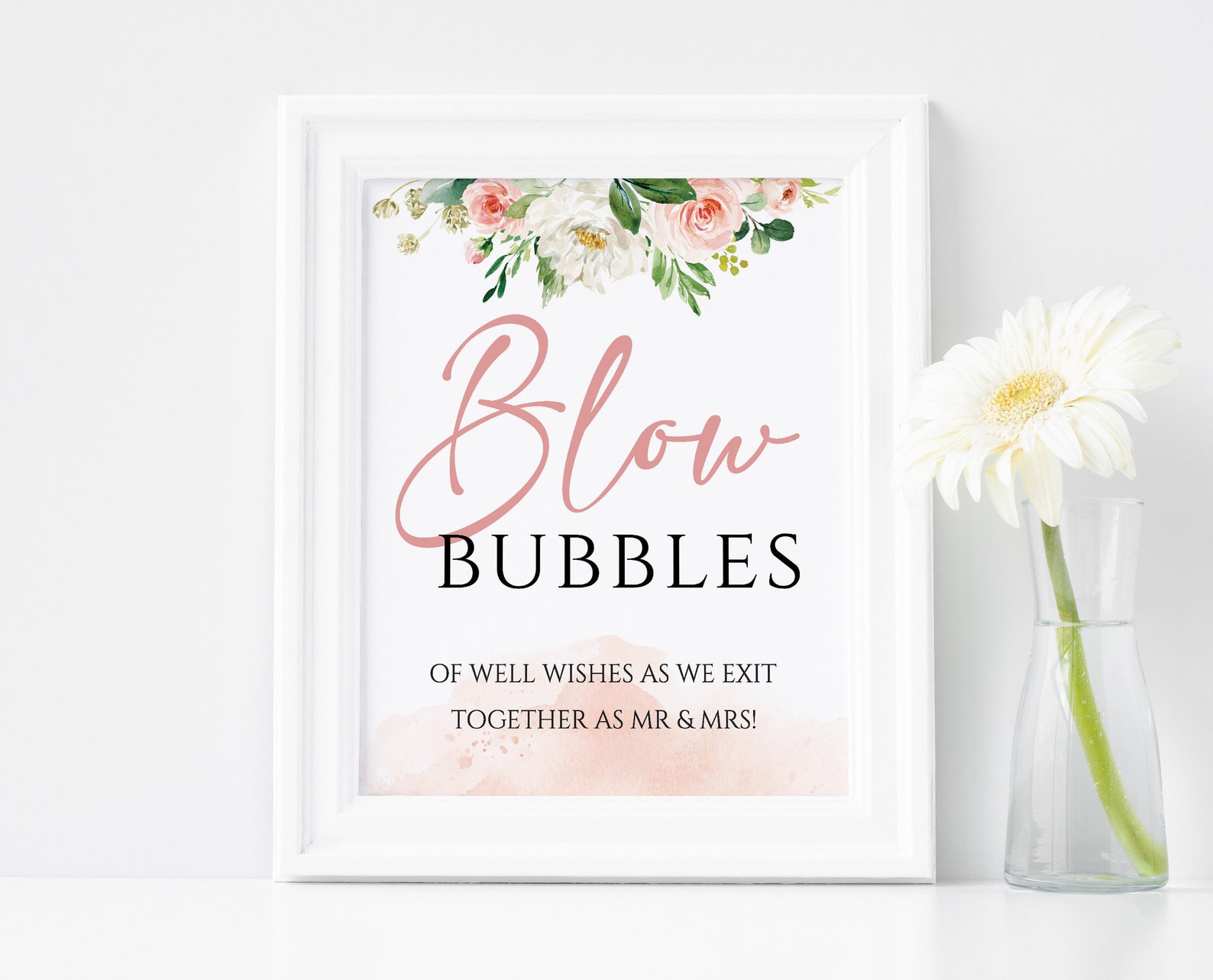 Blow Bubbles Wedding Sign Bubbles Send off Sign Blush - Etsy