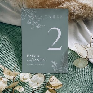 Table Numbers Template, Sage Table Numbers, Floral Table Numbers, Sage ...