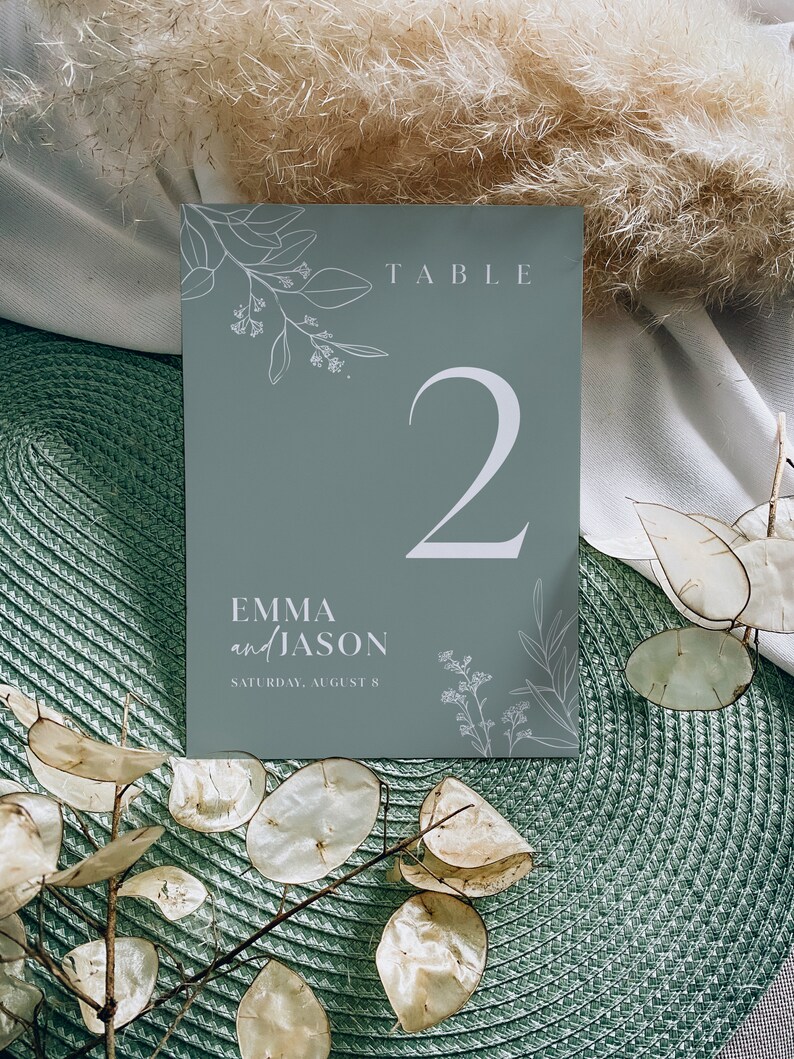 Table Numbers Template Sage Table Numbers Floral Table - Etsy