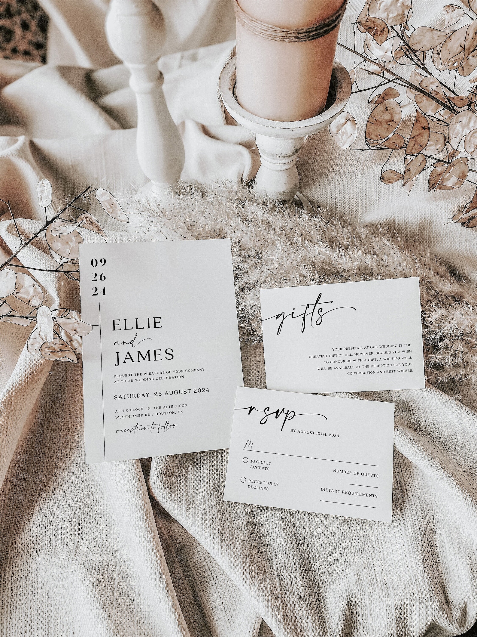 Minimalist Wedding Invitation Set Modern and Elegant Wedding - Etsy