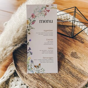 Menu Card Wedding, Menu Cards Template, Beige Wildflower Menu Cards ...