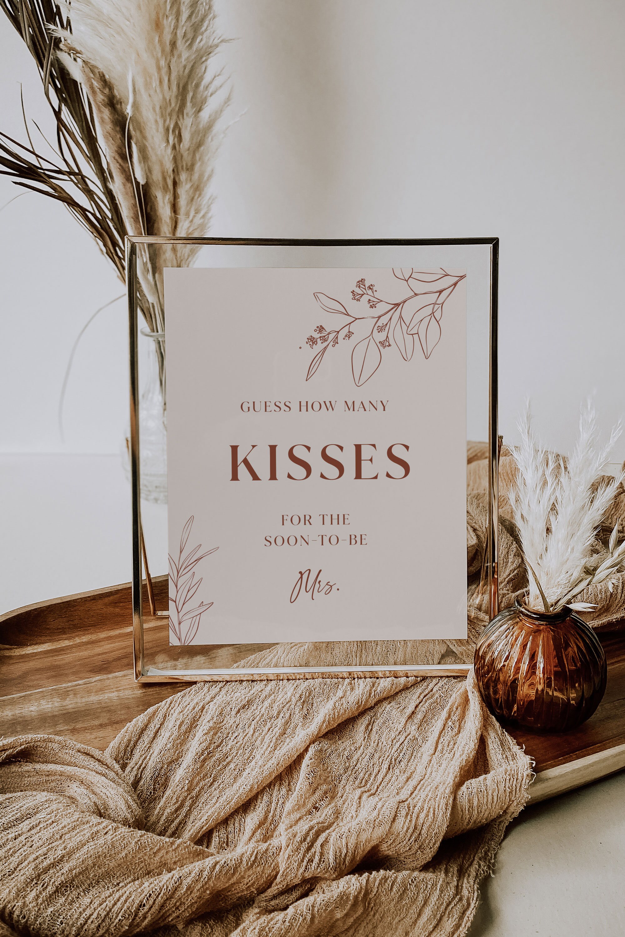 How Many Kisses Sign Bridal Shower Sign Floral Wedding Sign - Etsy