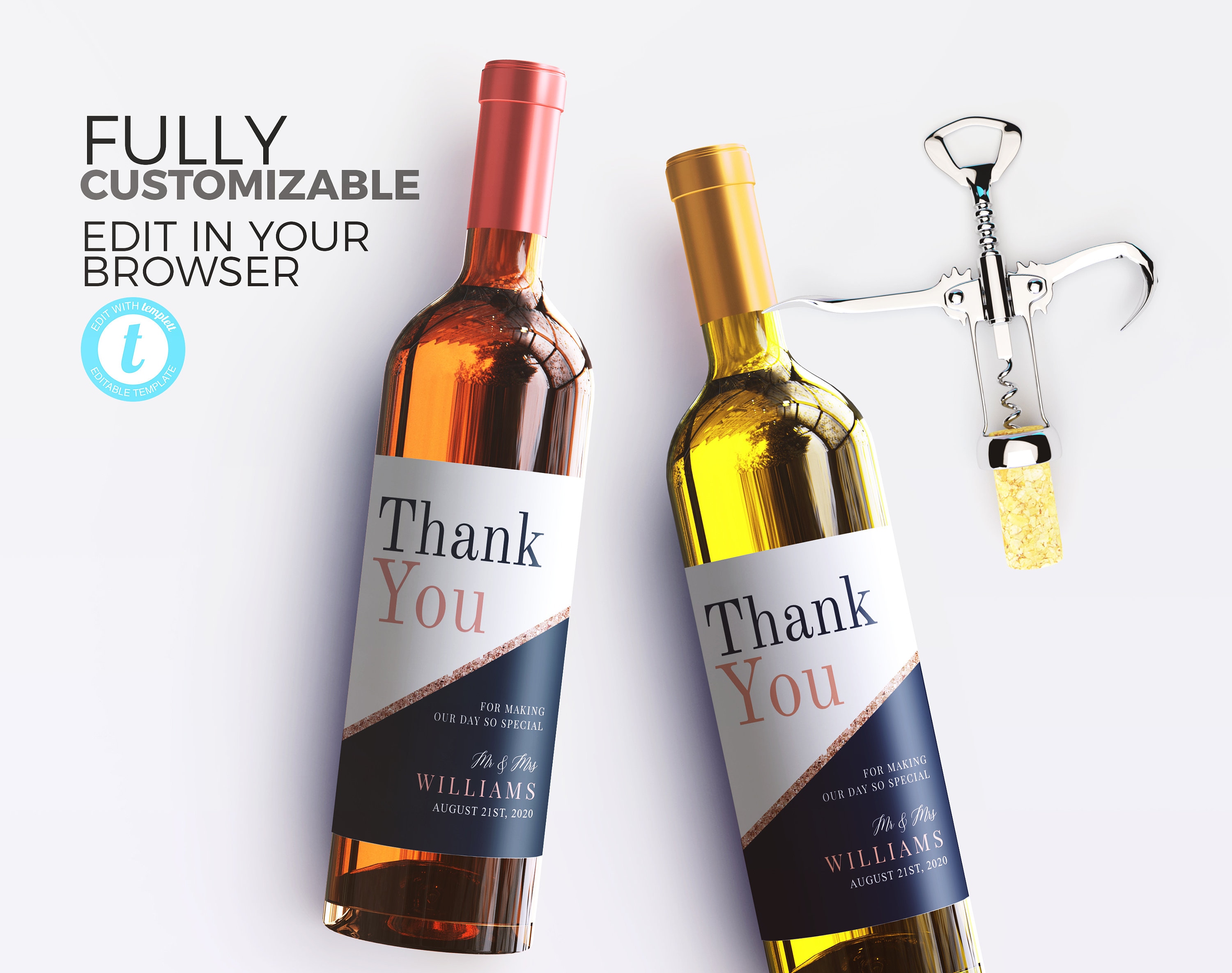Wine Labels Thank You Labels Thank You Bottle Labels - Etsy