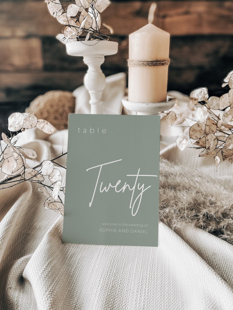 Sage Green Table Numbers Wedding Table Numbers Template Boho | Etsy