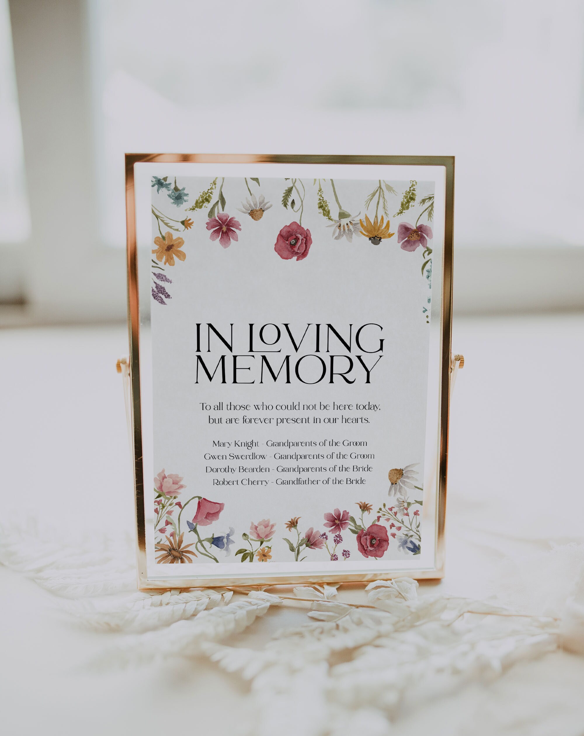 Wedding in Loving Memory of Sign Template Floral in Loving - Etsy