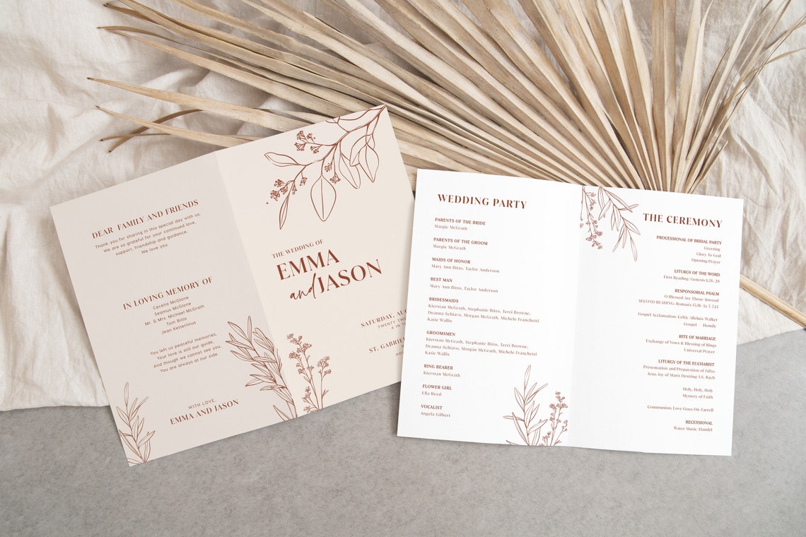 Wedding Program Template Booklet Wedding Program Floral - Etsy