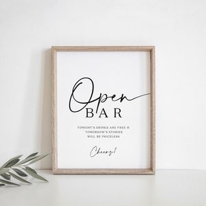 Open Bar Sign Wedding Open Bar Sign Printable Modern and - Etsy