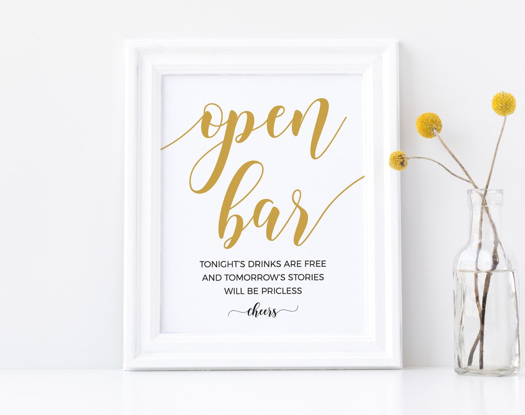 Open Bar Sign, Wedding Open Bar, Bar Menu, Open Bar Menu, Open Bar ...