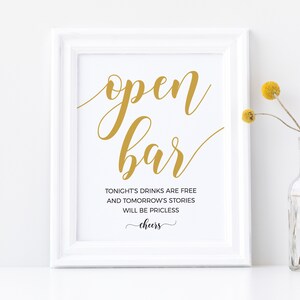 Open Bar Sign, Wedding Open Bar, Bar Menu, Open Bar Menu, Open Bar ...