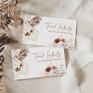 Food Lael Cards, Buffet Cards Template, Food Place Card, Boho Food ...