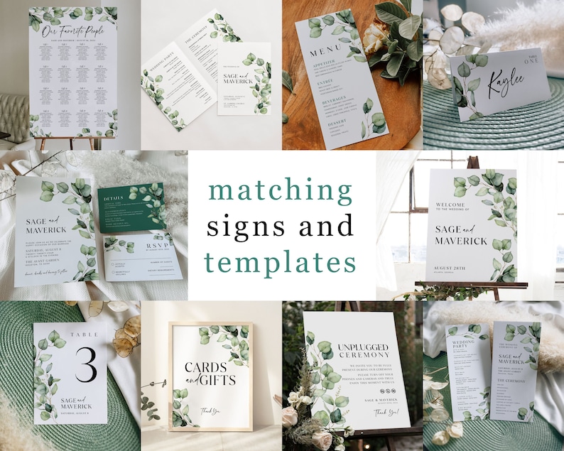 Greenery Floral Seating Chart Template Wedding Seating Chart - Etsy