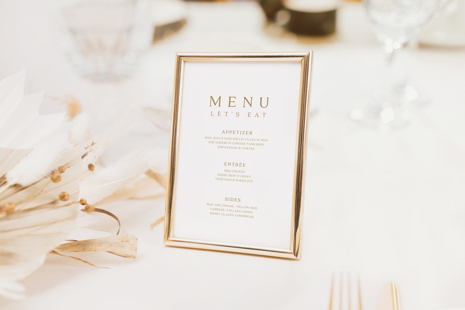 Gold Menu Sign Template Table Menu Sign Wedding Menu - Etsy