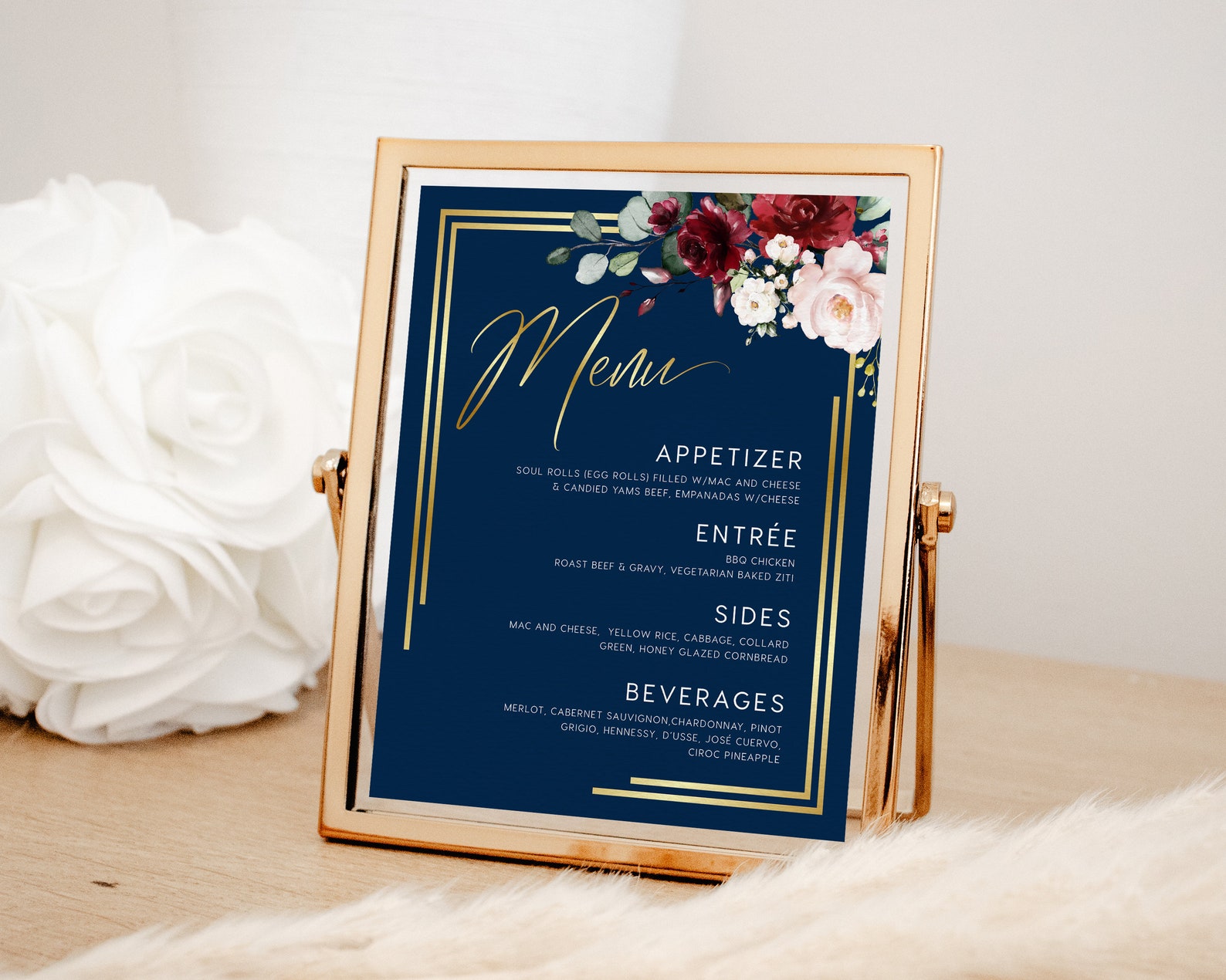 Navy Gold Menu Navy Menu Sign Table Menu Sign Wedding Menu - Etsy