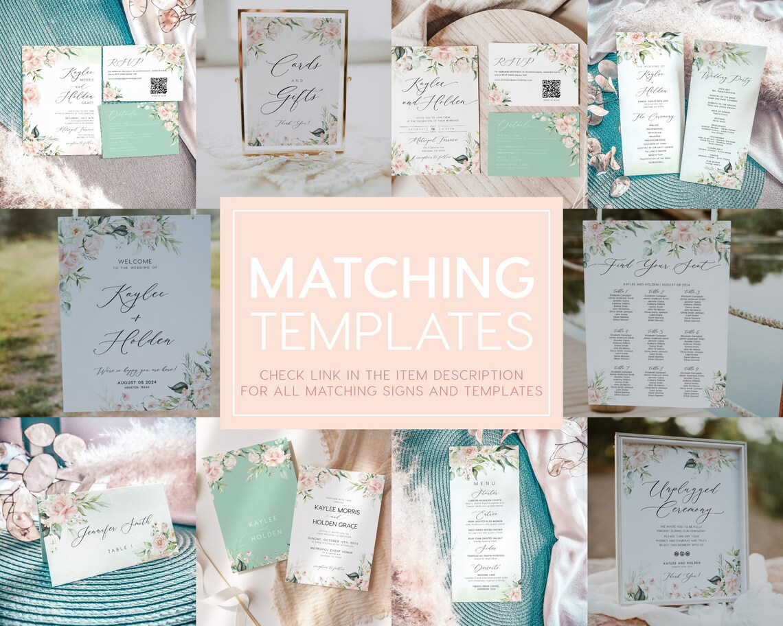 Wedding Program Template Greenery and Flower Wedding Program - Etsy