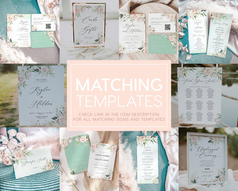 Wedding Program Template Greenery and Flower Wedding Program - Etsy