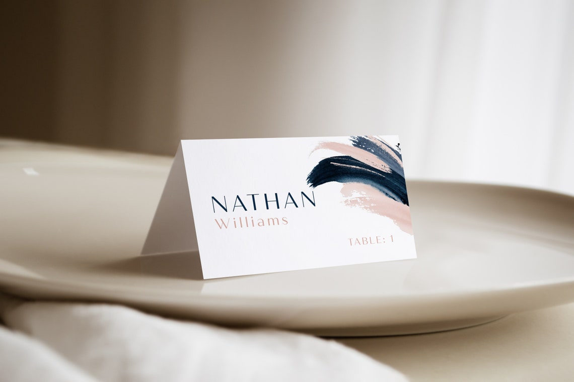 Place Cards Templates Navy Place Cards Wedding Name Tag - Etsy
