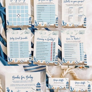 Nautical Baby Shower Bundle, Baby Shower Templates, Baby Shower Games ...
