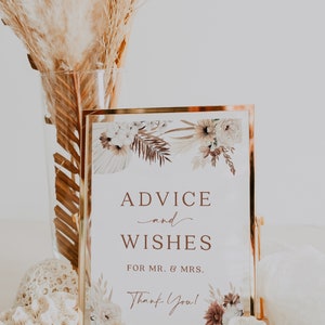 Advice and Wishes Sign, Wedding Advice Sign, Boho Wedding Sign, Boho ...