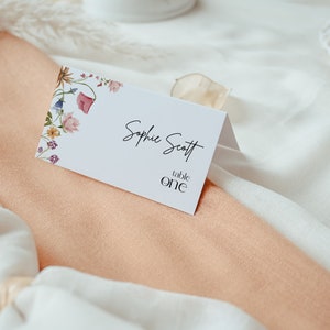 Floral Place Cards, Name Tags Template, Wildflower Place Cards ...