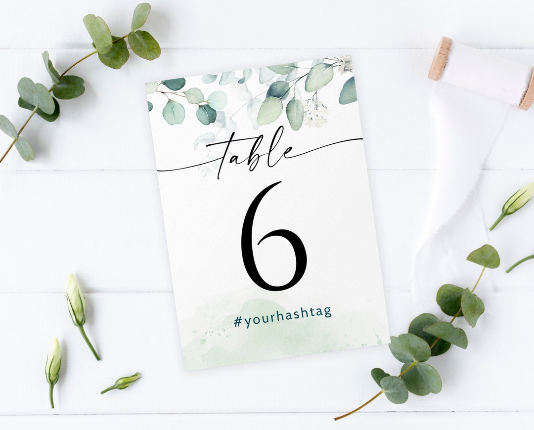 Table Numbers Wedding, Table Numbers Greenery, Eucalyptus Table Numbers ...