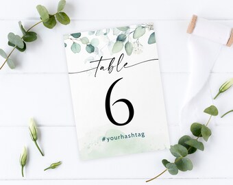 Greenery Table Numbers Template Wedding Table Numbers | Etsy