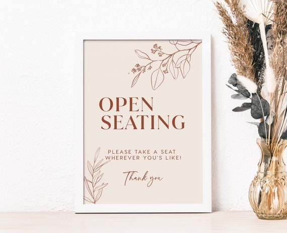 Open Seating Sign Find Your Seat Sign Floral Wedding Sign | Etsy