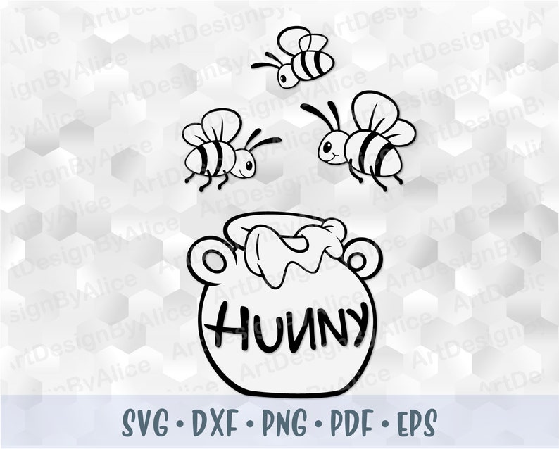 SVG PNG Honey Pot Hunny Pot Bee Outline Vector Cut file Cricut | Etsy