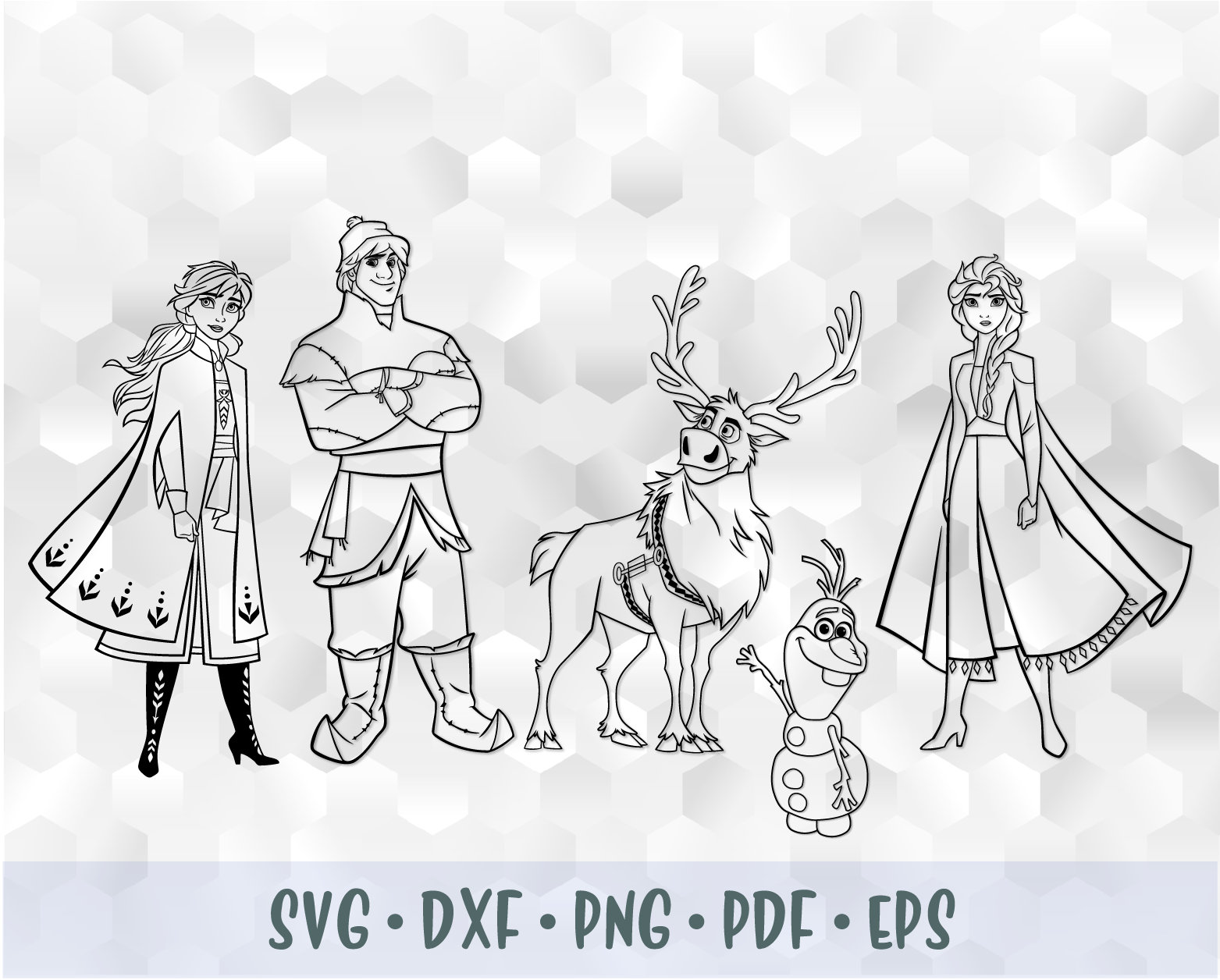 Svg Png Frozen 2 Anna Elsa Olaf Sven Kristoff Cut Files Cricut Etsy