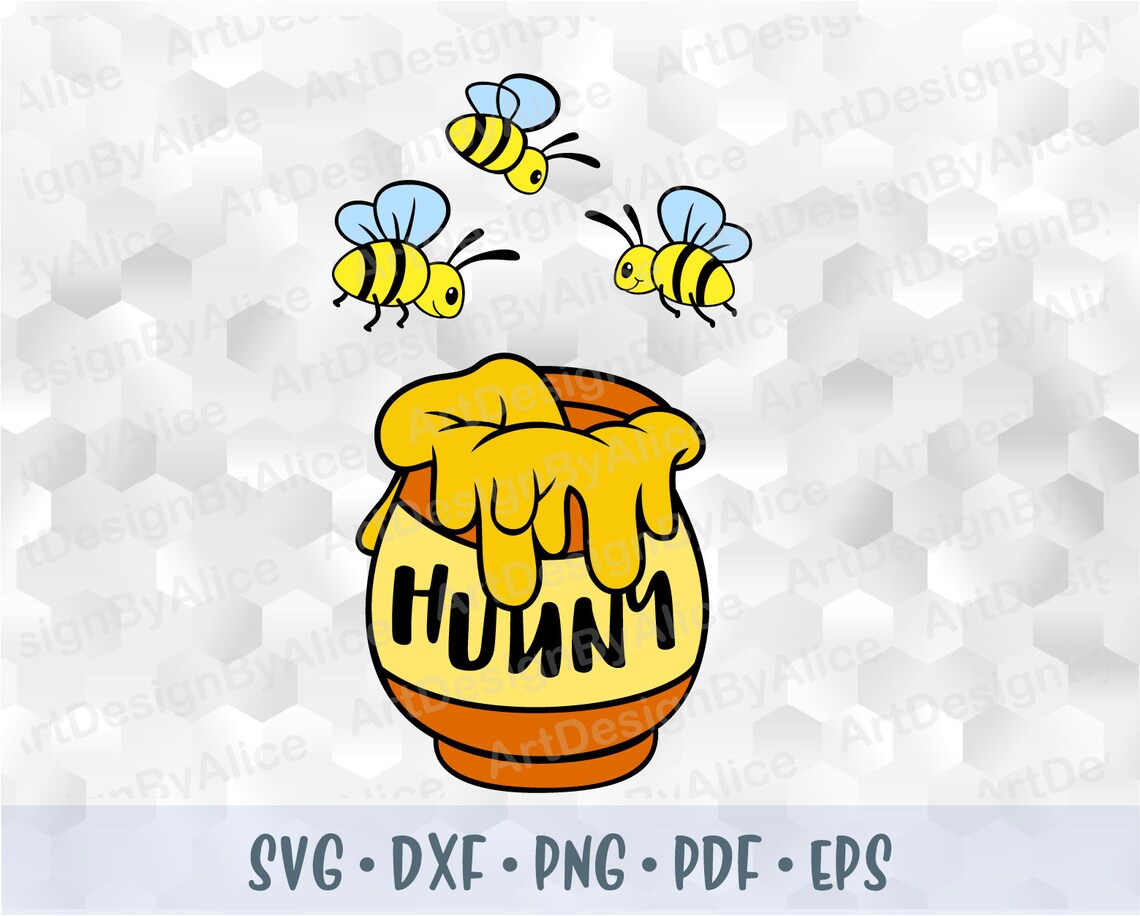Honey Pot Hunny Pot Bee SVG PNG Layered Vector Cut file Cricut | Etsy