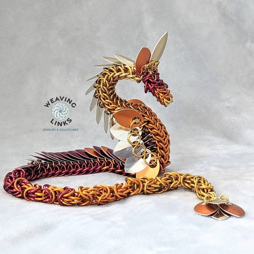 Custom Chainmail Dragon Bracelet and Sculpture Large - Etsy