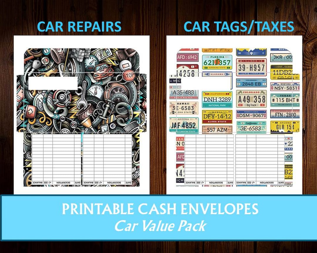 AUTO CASH ENVELOPES 2 Car Auto Printable Cash Envelope System Budget ...