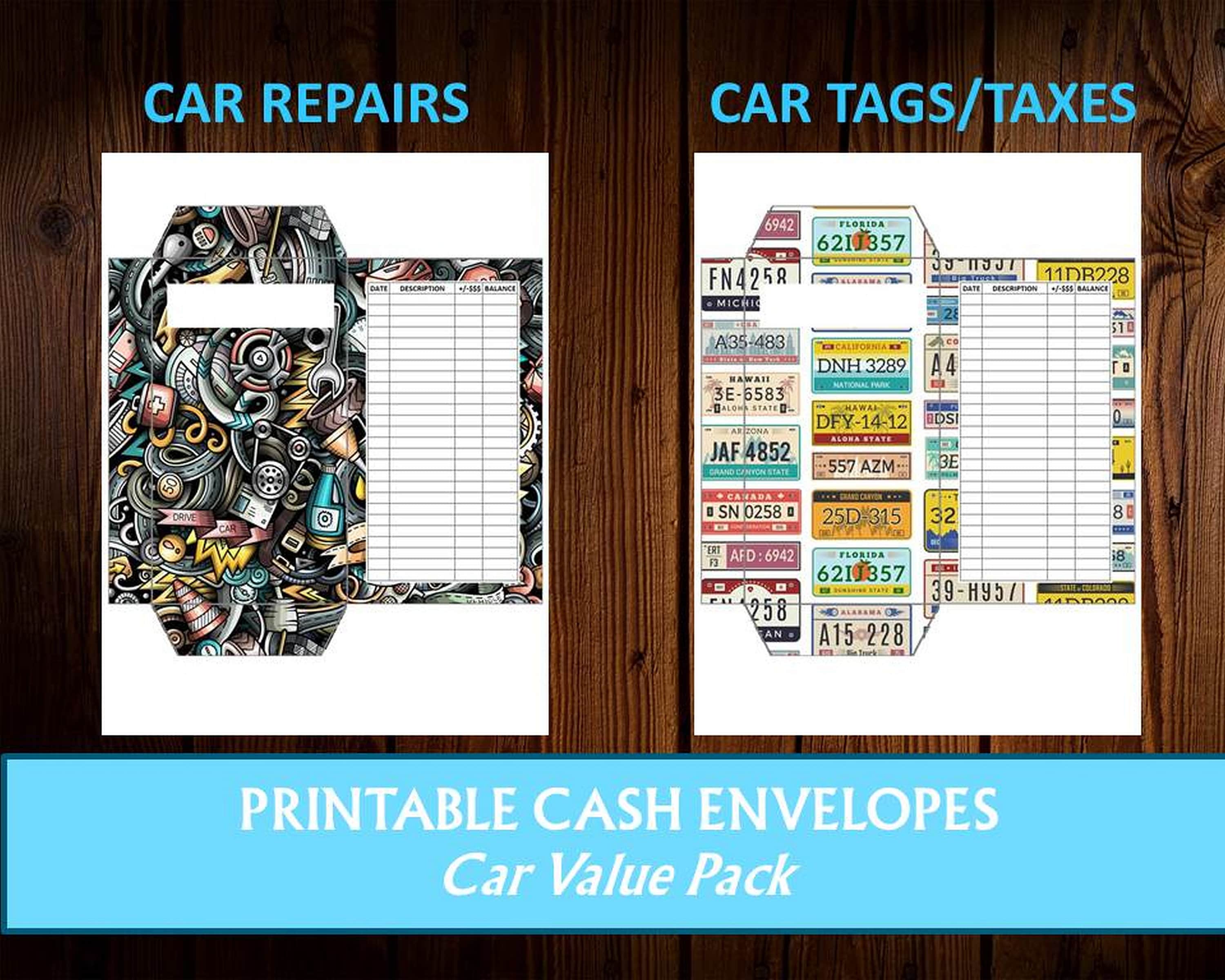 AUTO CASH ENVELOPES 2 Car Auto Printable Cash Envelope System Budget ...