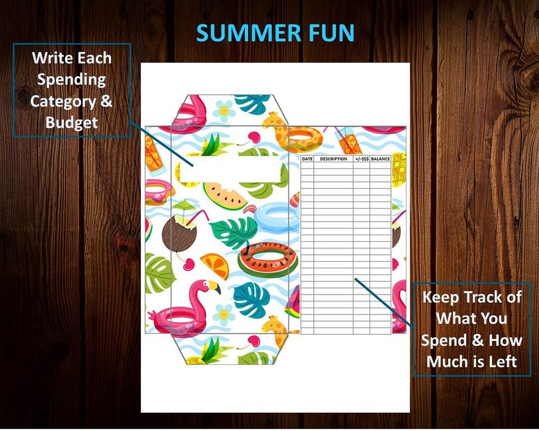 CASH BUDGET ENVELOPE Summer Holiday Printable Cash Envelope System ...