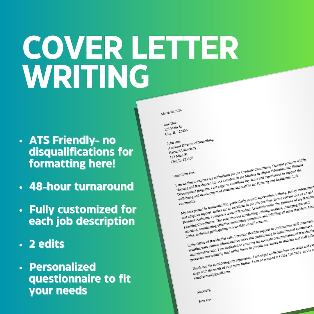 Custom Ats-friendly Cover Letter Writing Service - Etsy