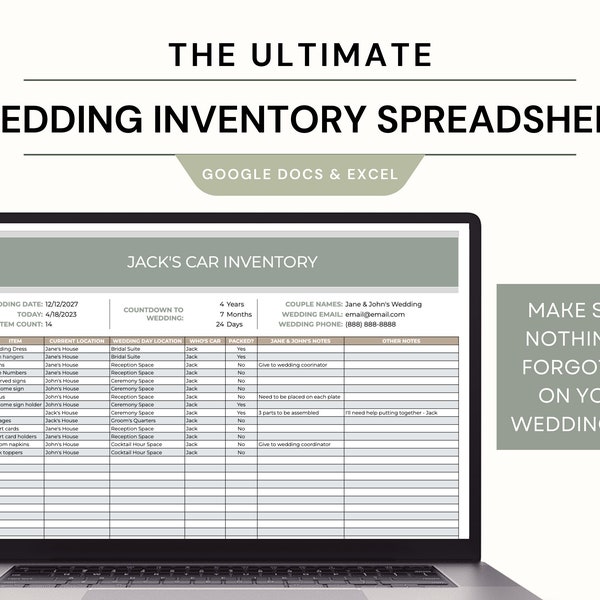 Wedding Inventory - Etsy