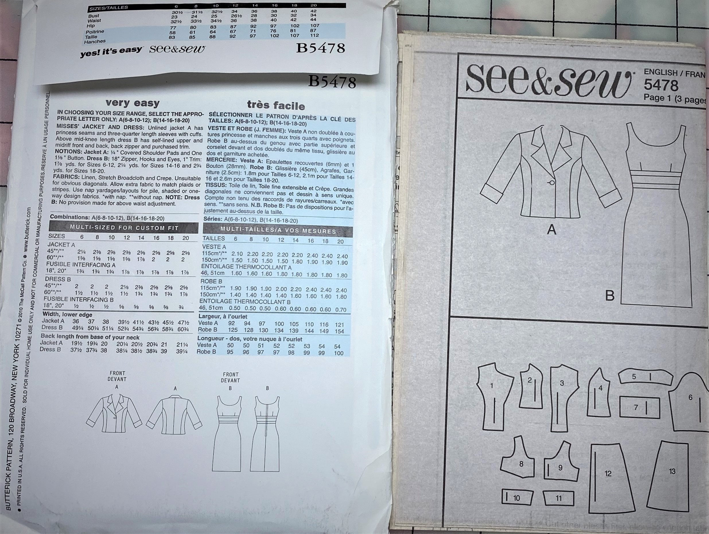 See N Sew Very Easy Dress and Jacket Sewing Patterns - Butterick 3880 ...