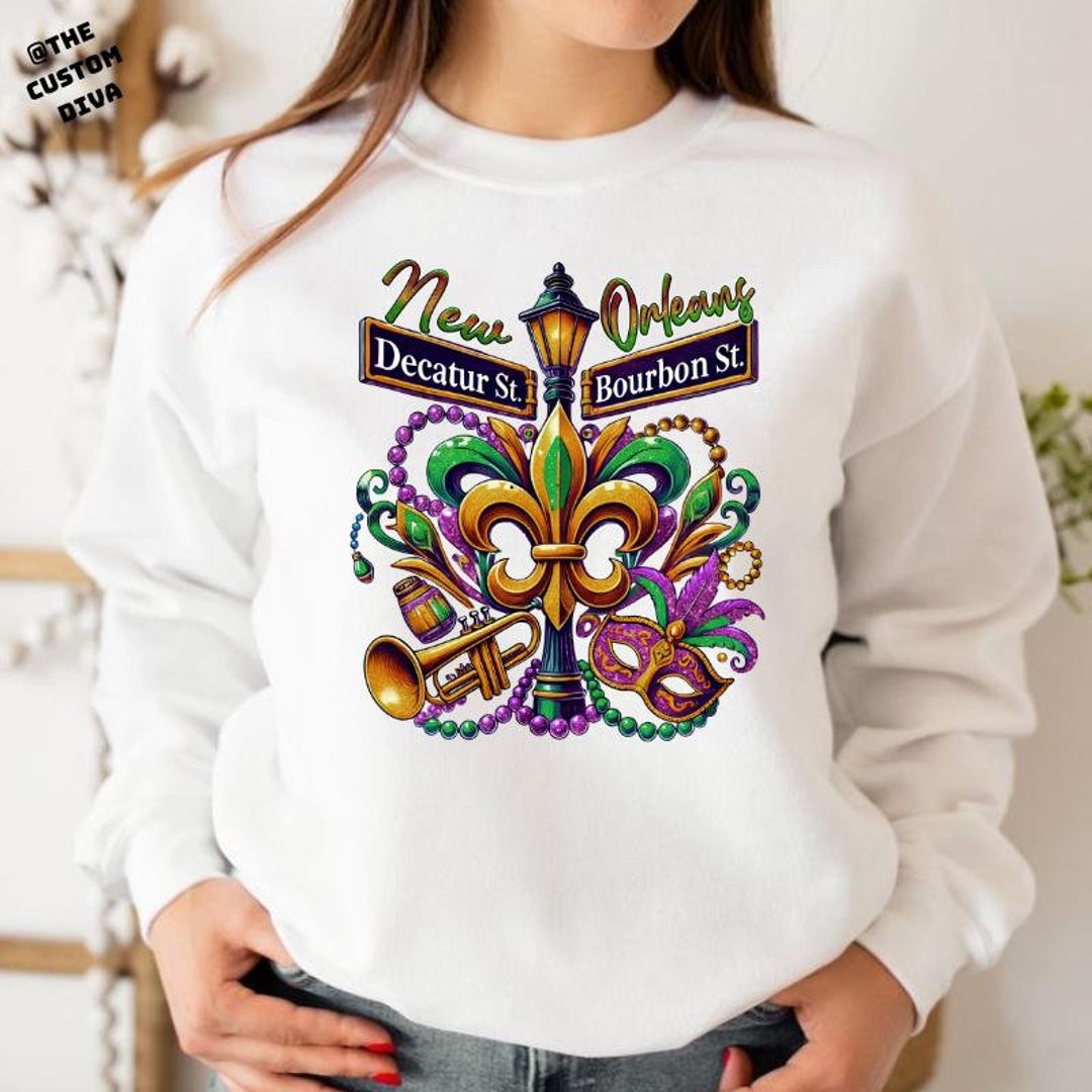 New Orleans Mardi Gras Fat Tuesday Sweatshirt, Mardi Gras Carnival ...