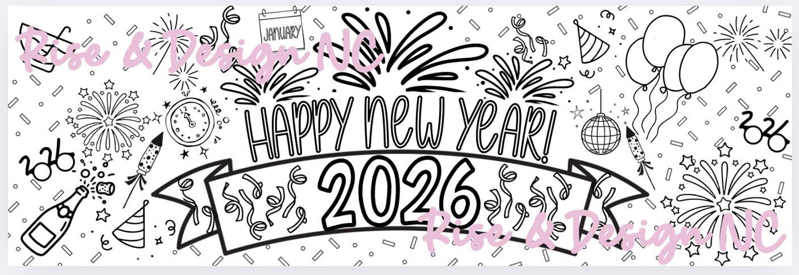 New Year's Coloring Banner 6x2 or 1x3 Foot - Etsy
