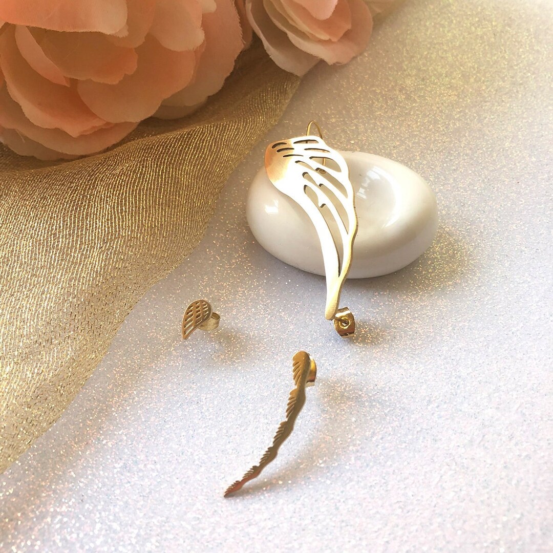Cross Angel Wing Earring, Climber Ear Hook Wing, Wing Ear Pin ...
