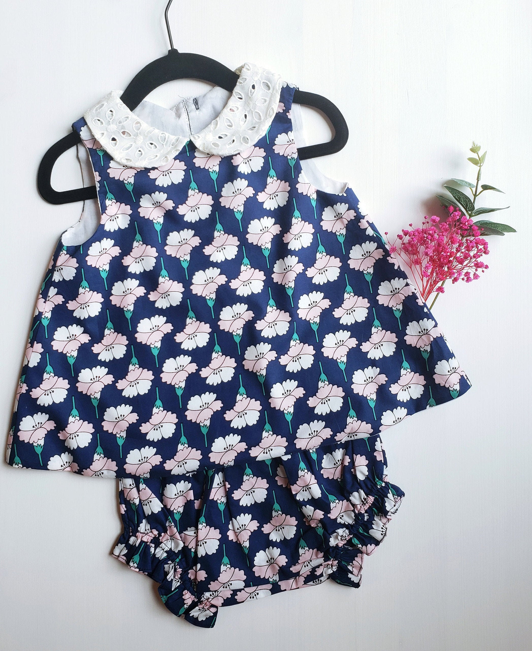 Baby Dress and Bloomer Set / Baby Girl Lace Collar Top and | Etsy