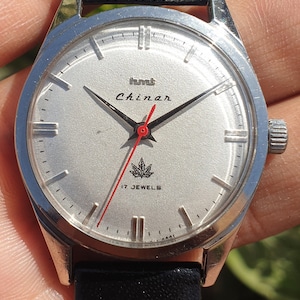 Rare Hmt Chinar Leaf Silver Dial Manual Winding 17 Jewels Wrist Watch ...
